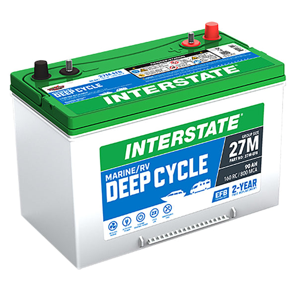 Interstate 27M-EFB Deep Cycle Battery(Group 27M) CORE FEE INCLUDED ...